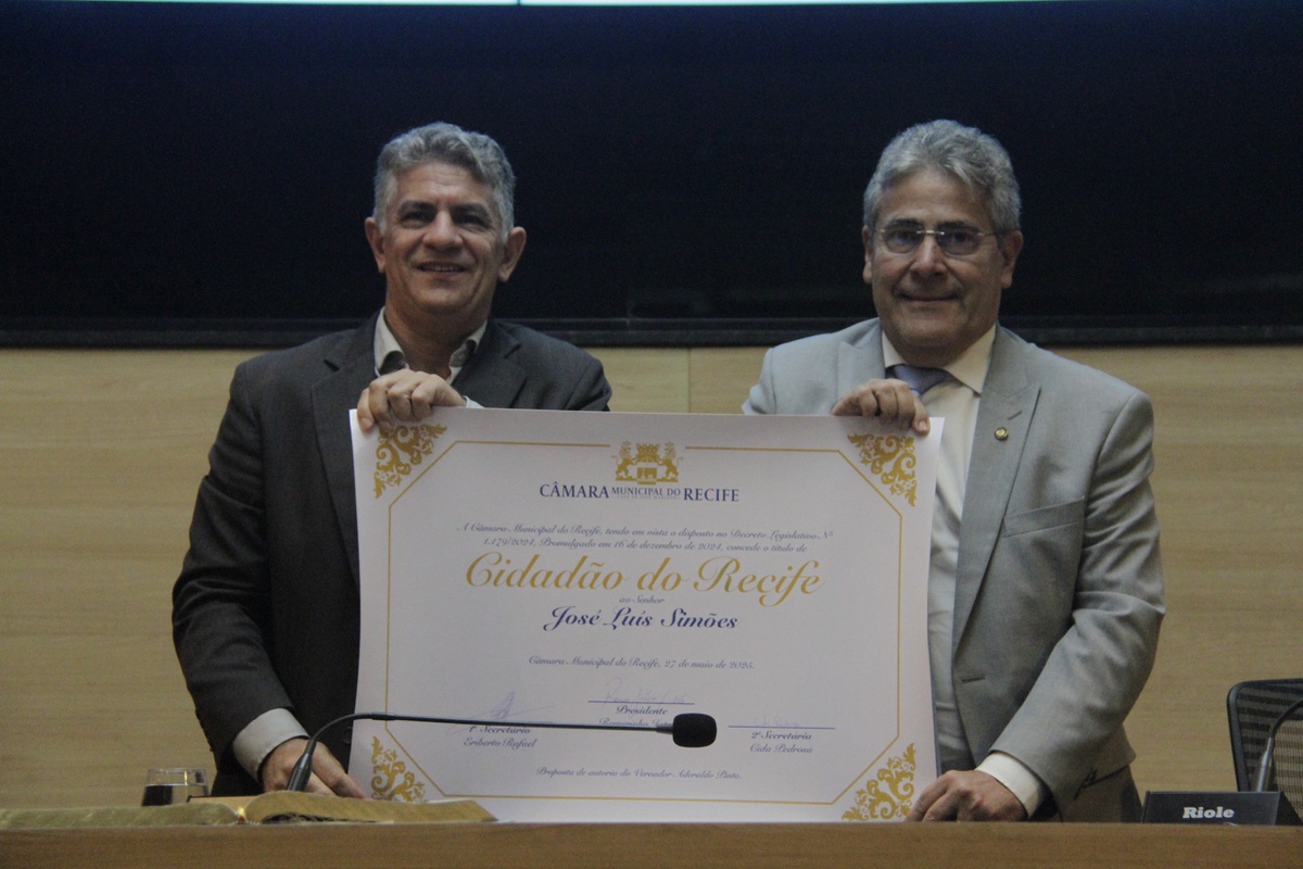 Professor José Luís Simões é cidadão do Recife — Câmara Municipal do ...